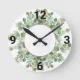 Sage Green Botanical White Gold WALL CLOCK | Zazzle