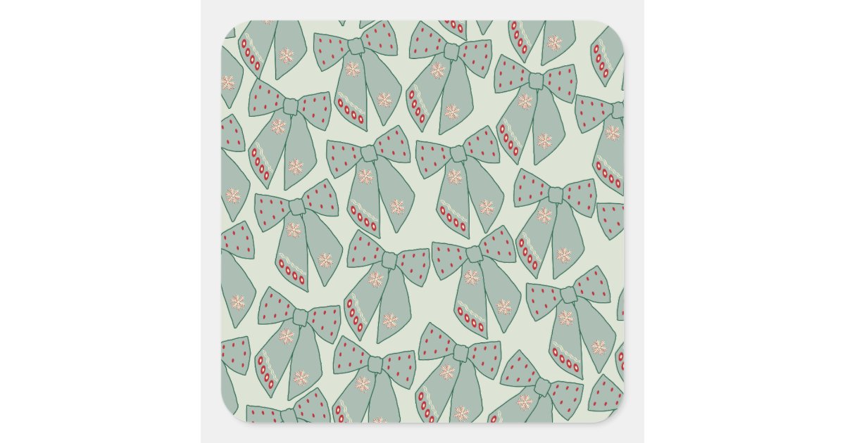 Sage Green Bows Square Sticker | Zazzle