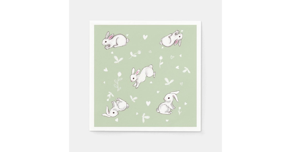 Sage Green Bunny Paper Napkins | Zazzle