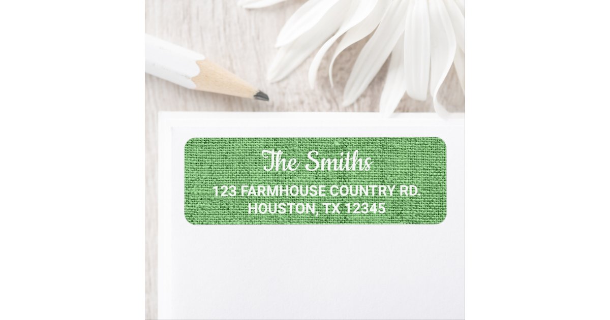 Sage Green Burlap Modern Rustic Label | Zazzle