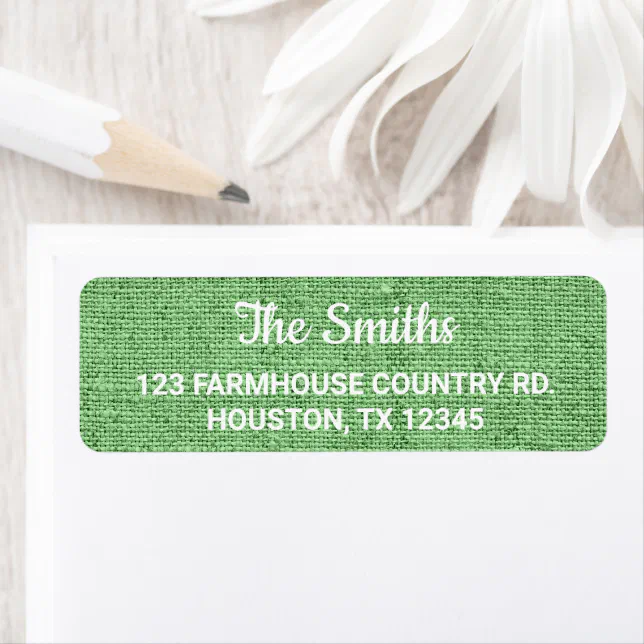 Sage Green Burlap Modern Rustic Label | Zazzle