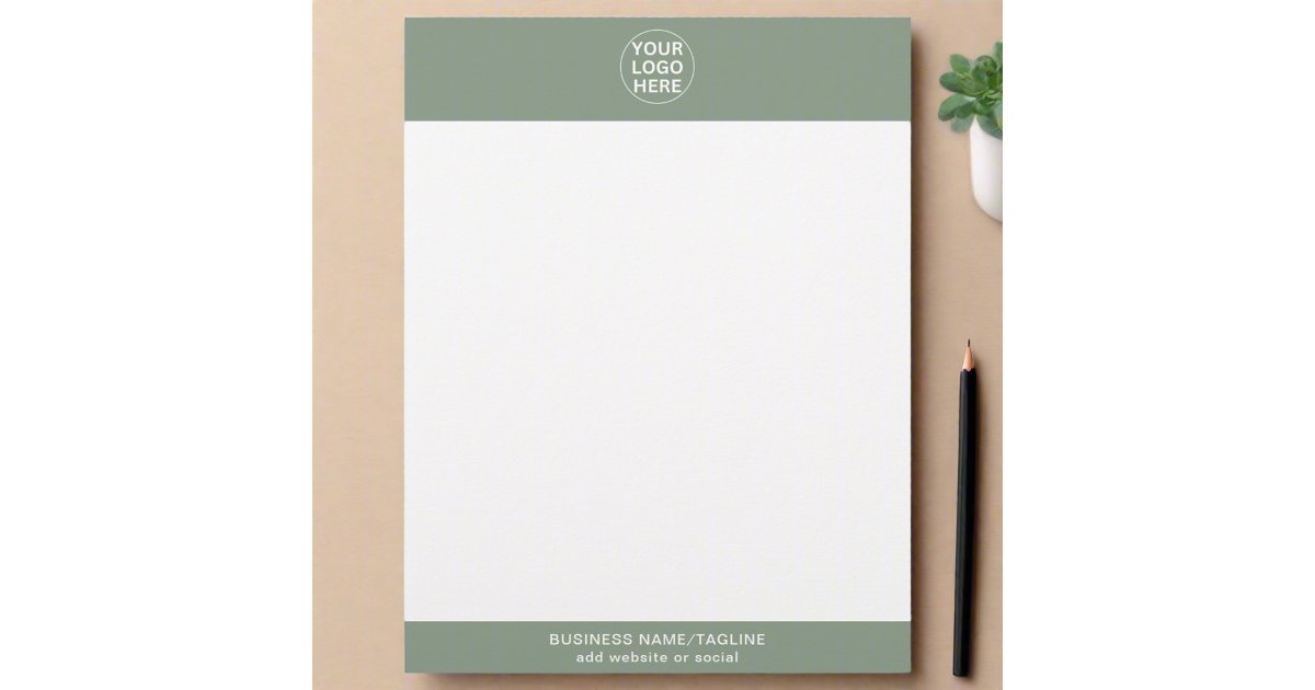 Sage Green Business Logo Professional Corporate Letterhead | Zazzle