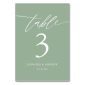 Sage Green Calligraphy Wedding Table Number | Zazzle