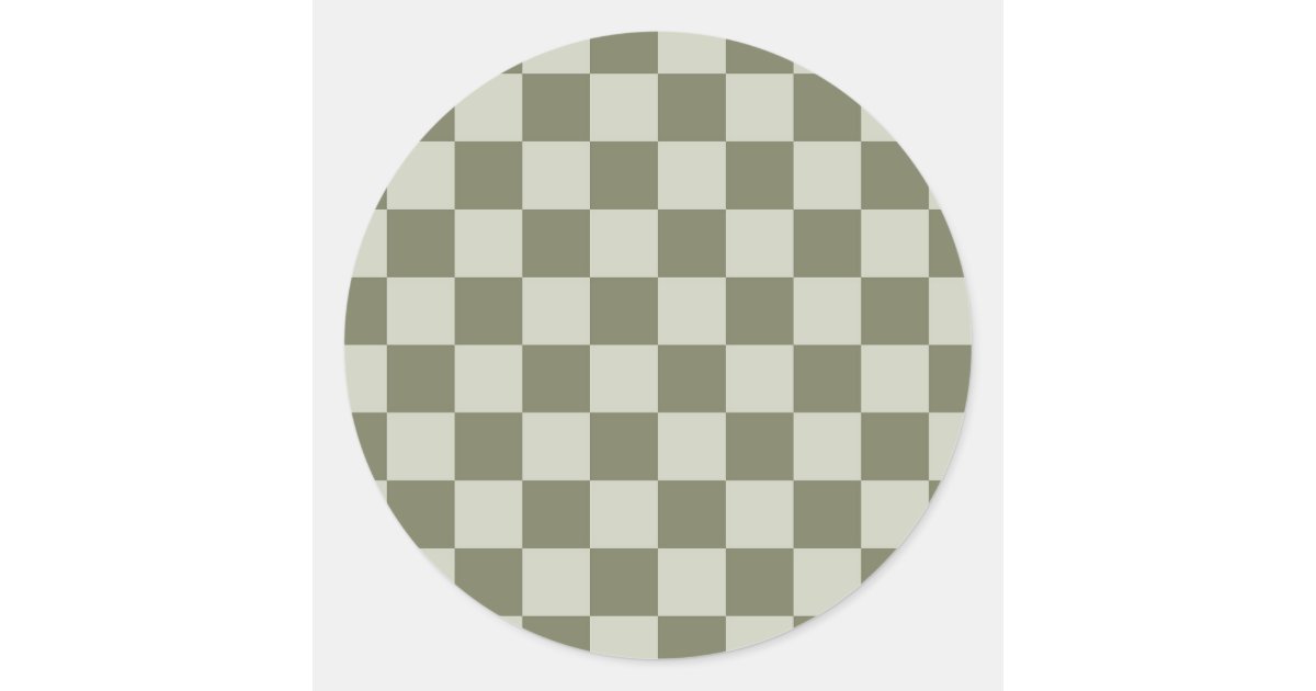 Sage Green Checkerboard Classic Round Sticker | Zazzle