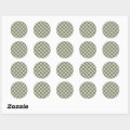 Sage Green Checkerboard Classic Round Sticker | Zazzle
