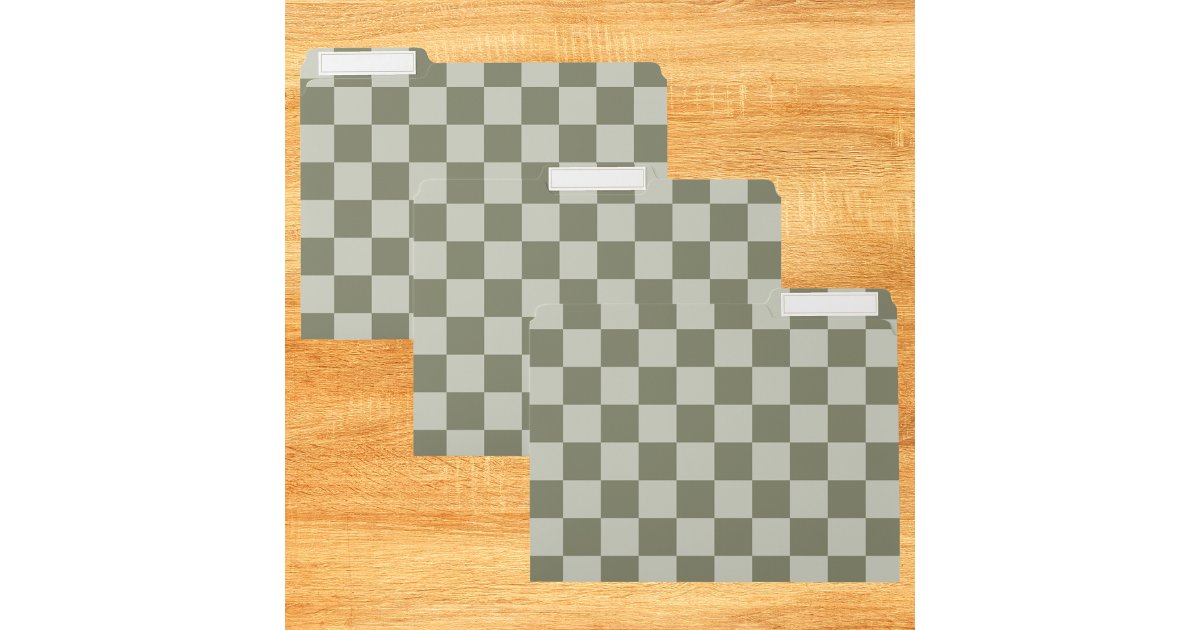 Sage Green Checkerboard File Folder | Zazzle