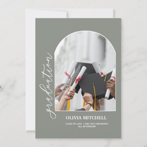 Sage Green Class of 2024 Arch Photo Graduation Invitation | Zazzle