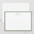Sage Green Classic Border Monogram Correspondence Note Card | Zazzle