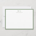 Sage Green Classic Border Monogram Correspondence Note Card | Zazzle