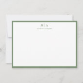 Sage Green Classic Border Monogram Correspondence Note Card | Zazzle