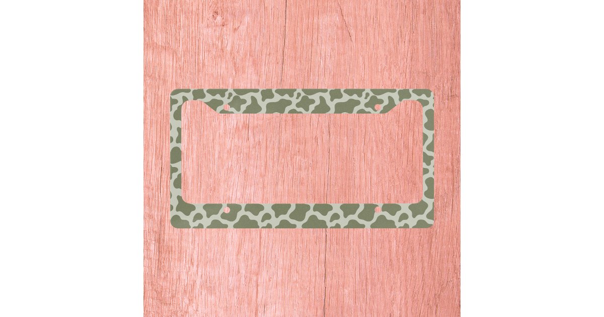 Sage Green Cow Print License Plate Frame | Zazzle