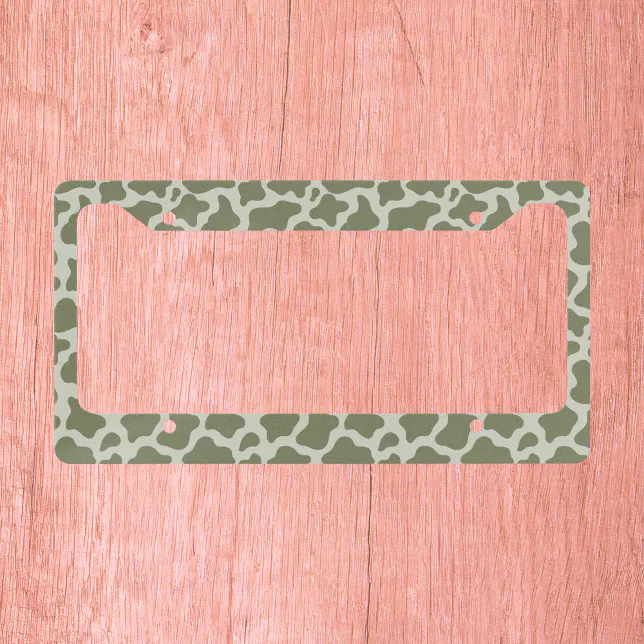 Sage Green Cow Print License Plate Frame | Zazzle