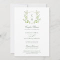 Sage Green Crest Monogram Modern Couples Shower Invitation | Zazzle
