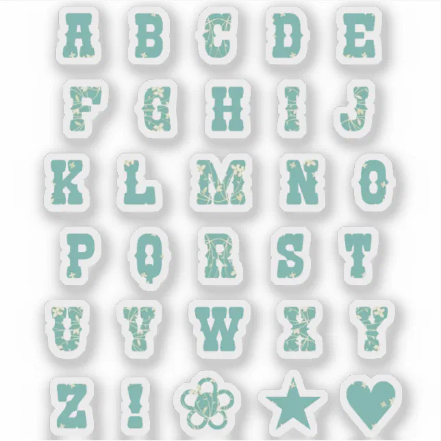 Sage Green Dainty Floral Monogram Alphabet Letters Sticker | Zazzle