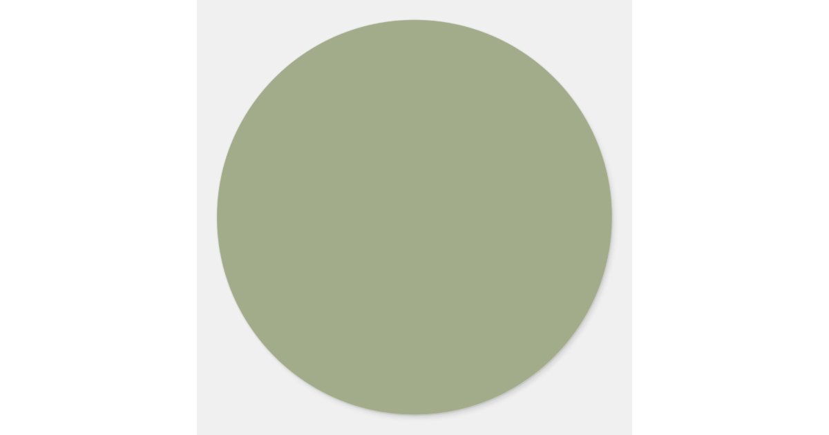 Sage Green Elegant Neutral Solid One-Color Classic Round Sticker | Zazzle