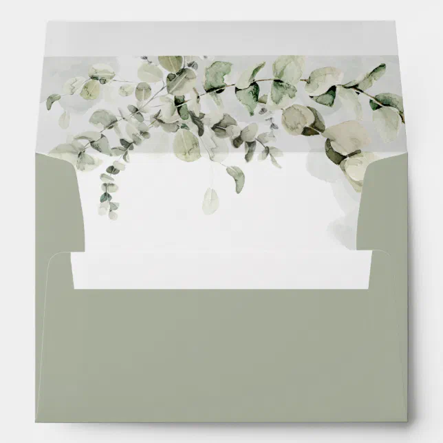 Sage Green Eucalyptus Greenery Return Address Envelope | Zazzle