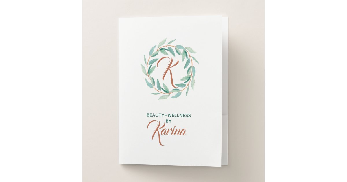 Sage-Green Eucalyptus Leafs Wreath Pocket Folder | Zazzle
