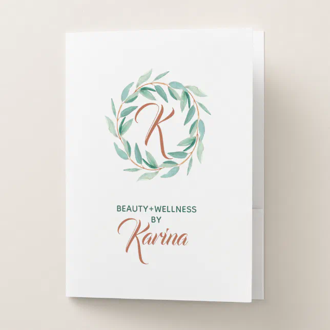 Sage-Green Eucalyptus Leafs Wreath Pocket Folder | Zazzle