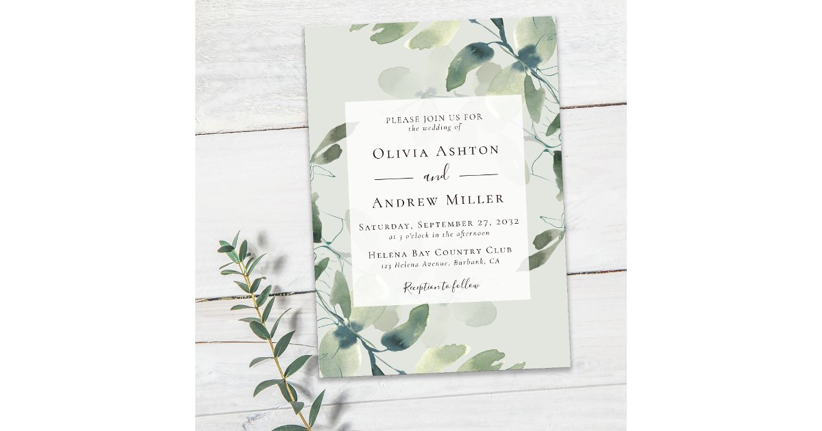 Sage Green Eucalyptus Wedding Invitation | Zazzle