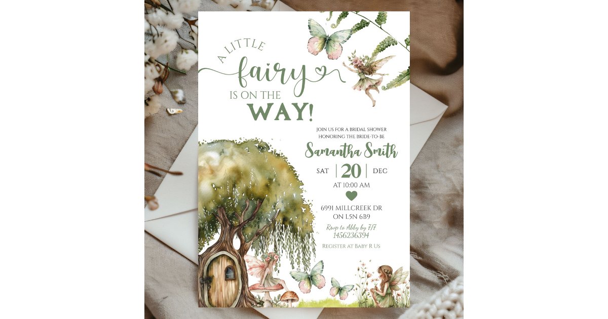Sage Green Fairy Enchanted Forest Baby Shower Invitation | Zazzle