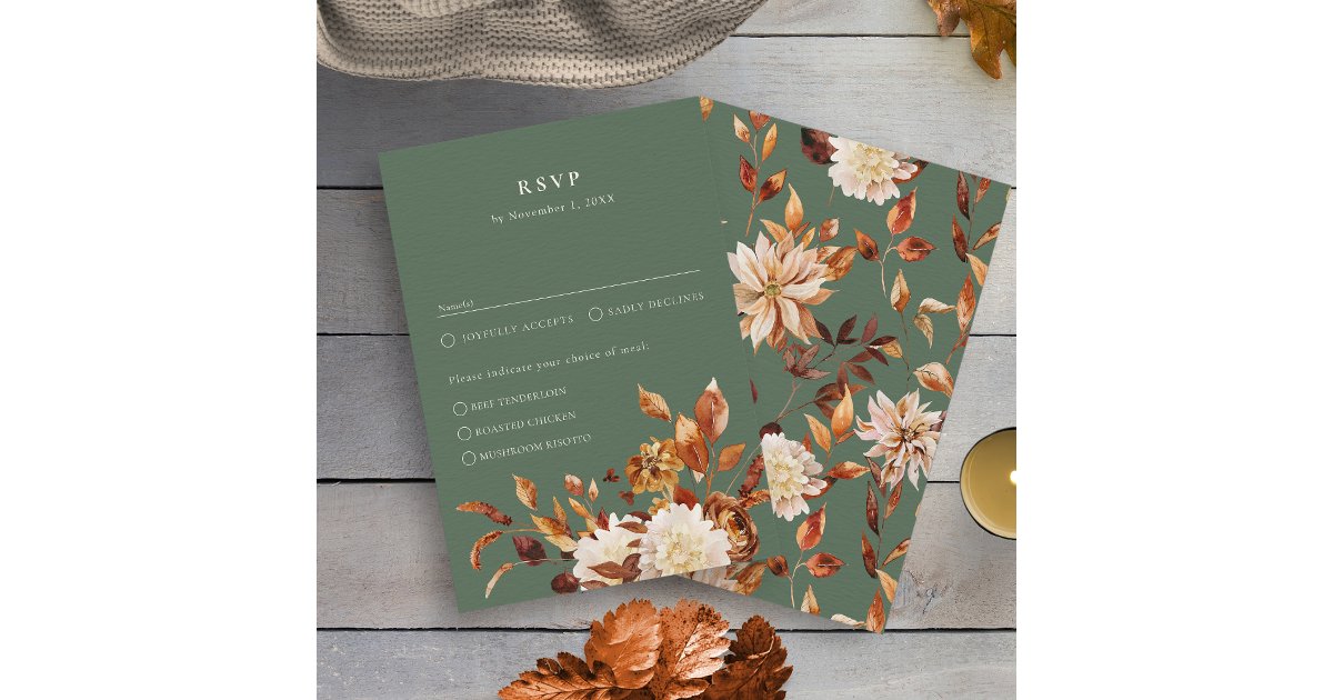 Sage Green Fall RSVP Card | Zazzle