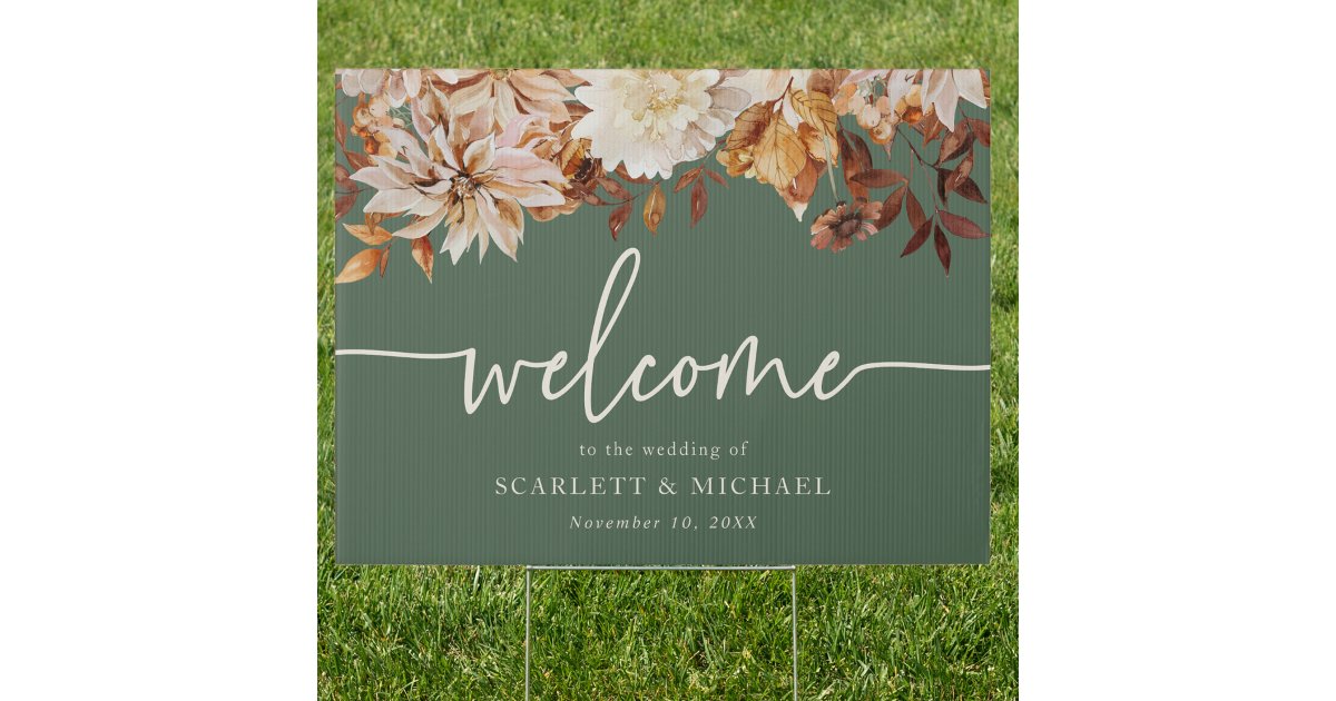 Sage Green Fall Welcome Outdoor sign | Zazzle