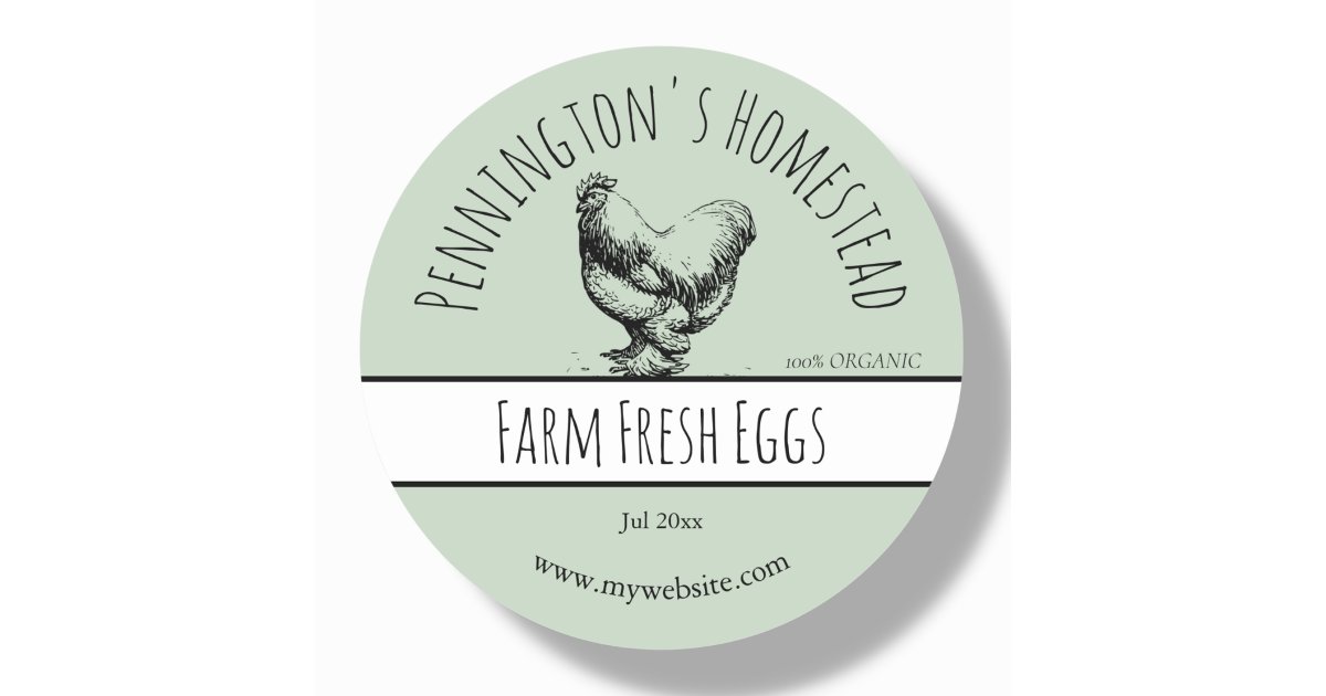 Sage Green | Farm Fresh Egg Labels | Zazzle
