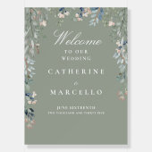 Sage Green Floral Cascade Wedding Welcome Sign | Zazzle