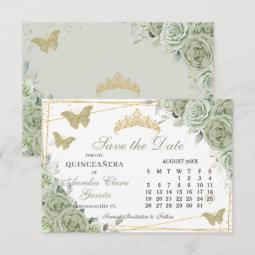 Sage Green Floral Quinceanera Sweet 16 Calendar Save The Date | Zazzle
