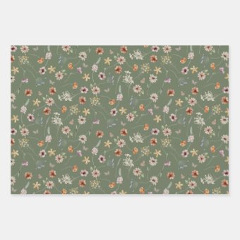 Sage Green Floral Wrapping Paper | Zazzle