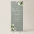 Sage Green Foliage Floral Wedding Welcome Retractable Banner | Zazzle