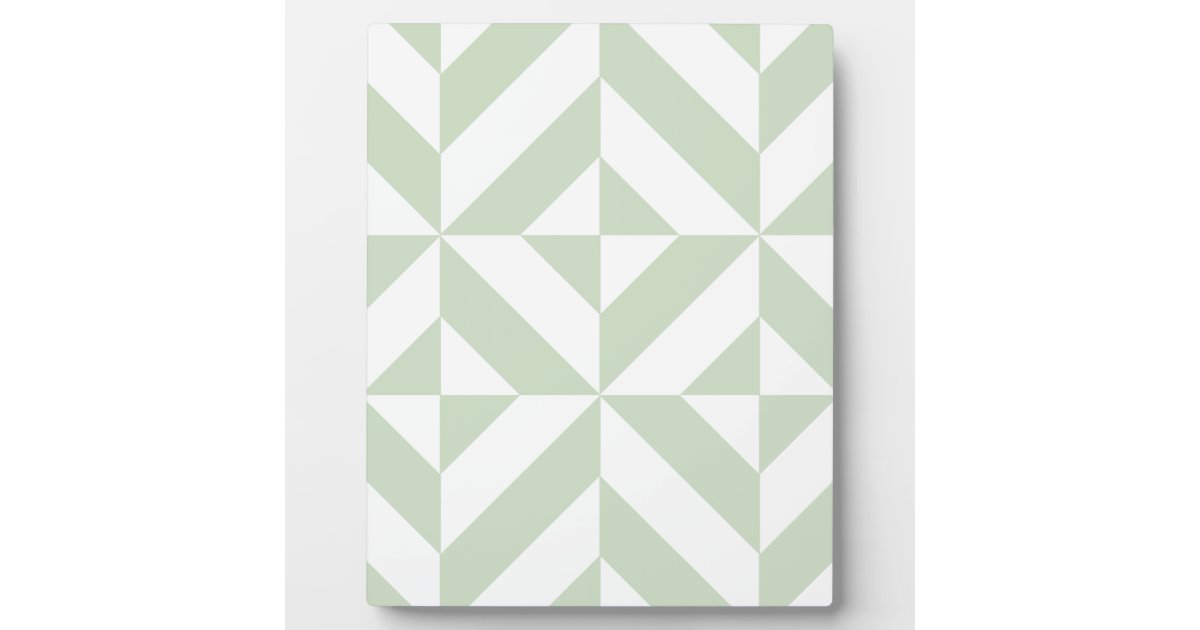 Sage Green Geometric Deco Cube Pattern Plaque | Zazzle