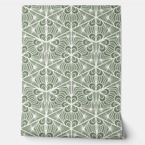Sage Green Geometric Pattern Wallpaper Wallpaper | Zazzle