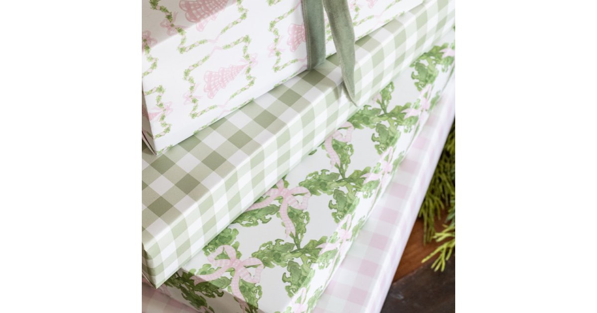 Sage Green Gingham Wrapping Paper | Zazzle
