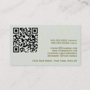 Sage Green & Gold Elegant Professional QR Code Business Card | Zazzle