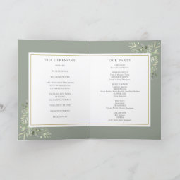 Sage Green Greenery Foliage Wedding Program | Zazzle