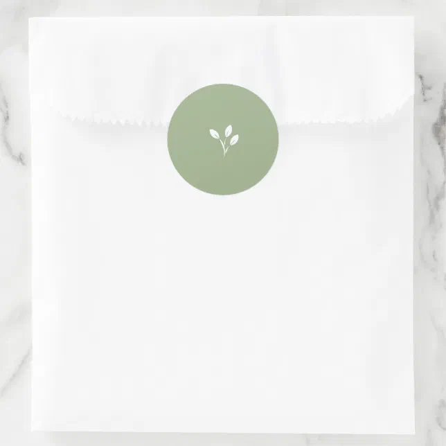 Sage green, Leaf, Leaves, envelope seal, Classic Round Sticker | Zazzle