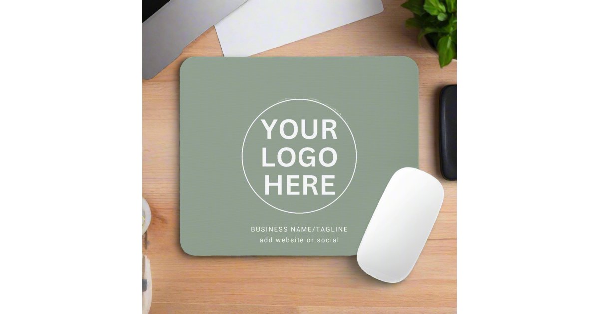 Sage Green Logo l Professional Branded Business Mouse Pad | Zazzle