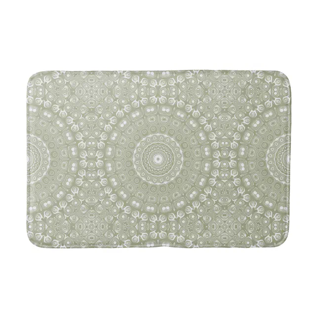 Sage Green Mandala Pattern Bath Mat | Zazzle