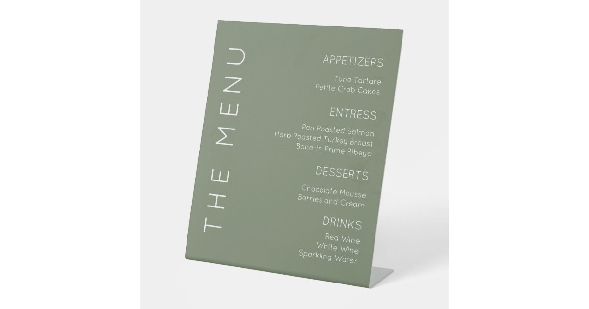 Sage Green Menu Sign, Modern Menu Sign | Zazzle