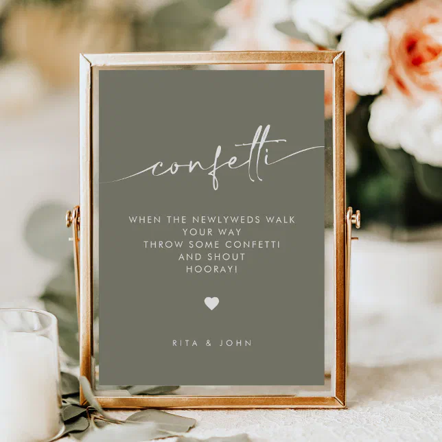 Sage Green Modern Confetti Send Off Wedding Sign | Zazzle