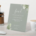 Sage Green Modern Floral Greenery Food Menu Pedestal Sign | Zazzle