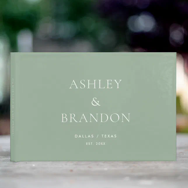 Sage Green Modern Wedding Custom Guest Book | Zazzle