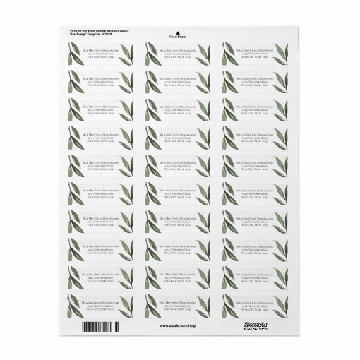 Sage Green Olive Branch Watercolor Leaves Label | Zazzle