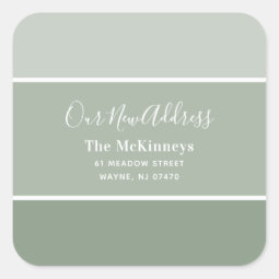Sage Green Paint Swatch New Address Square Sticker | Zazzle