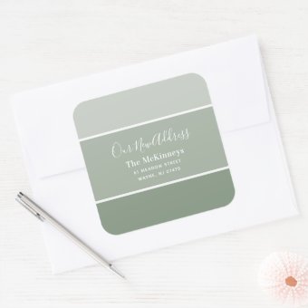 Sage Green Paint Swatch New Address Square Sticker | Zazzle