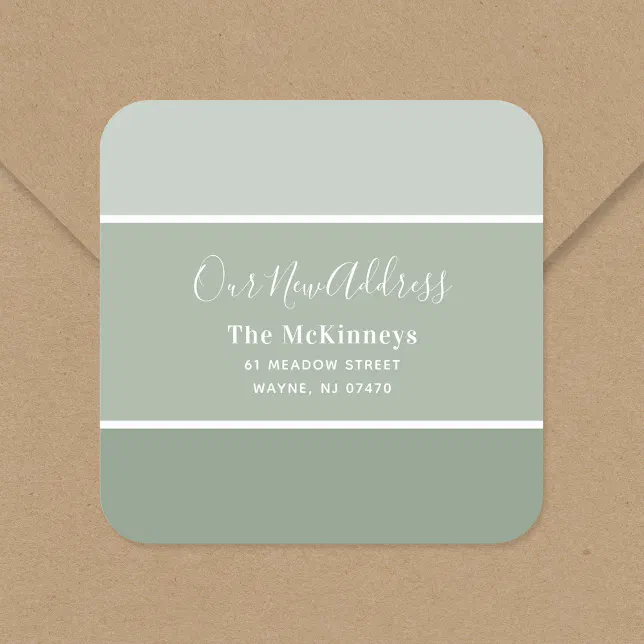 Sage Green Paint Swatch New Address Square Sticker | Zazzle