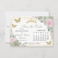 Sage Green Pink Floral Quinceanera 16th Calendar Save The Date | Zazzle