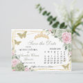 Sage Green Pink Floral Quinceanera 16th Calendar Save The Date | Zazzle