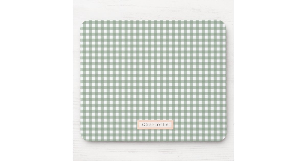 Sage Green Plaid Personalized Mouse Pad | Zazzle